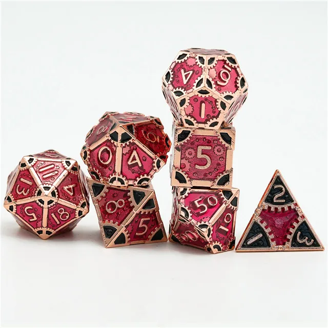 A Role Playing Dice Set Metallic - SteamPunk Red/Black